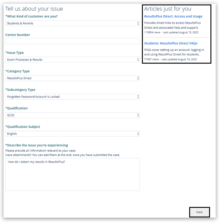 Pearson Support Portal (Students & Parents): Creating A Case Record