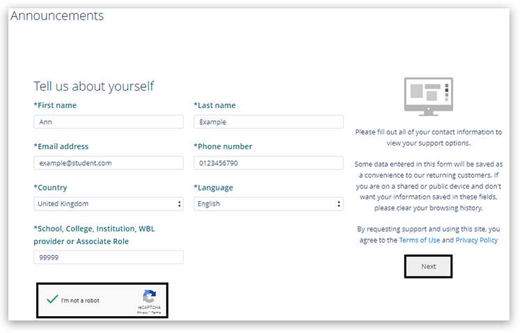 Pearson Support Portal (Students & Parents): Creating A Case Record