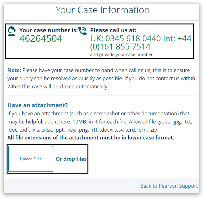 Pearson Support Portal (Students & Parents): Creating A Case Record