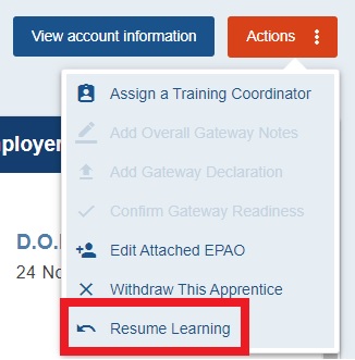 End-point Assessment: Break in Learning and Resuming Learning