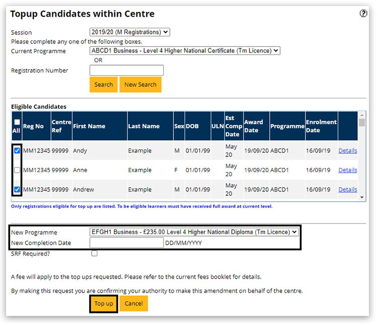 Licensed Higher Nationals: Learner Transfers & Top-ups