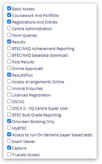 Edexcel Online: Account Options