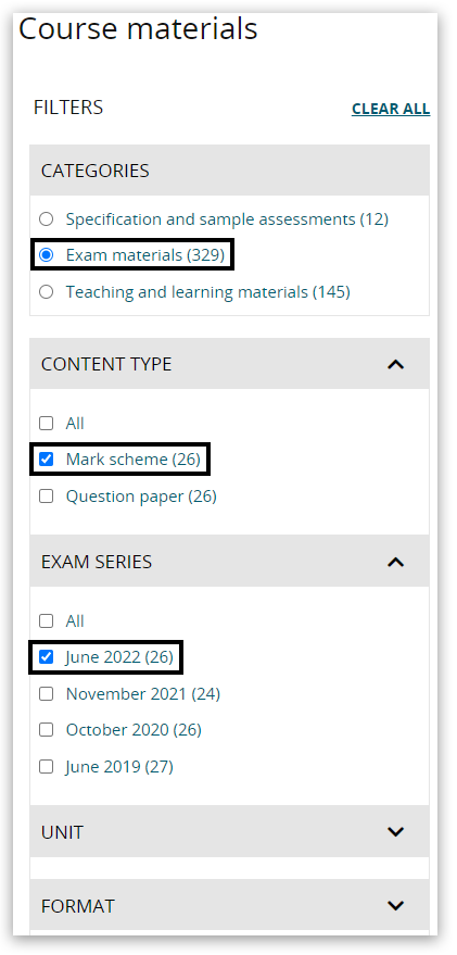 Results: Mark Schemes
