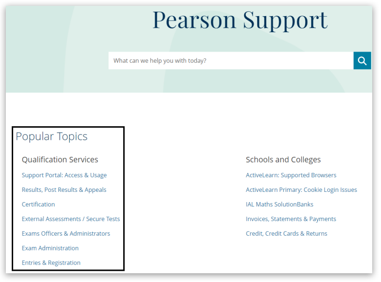Pearson Support Portal: How To Find An Article To Answer Most Questions