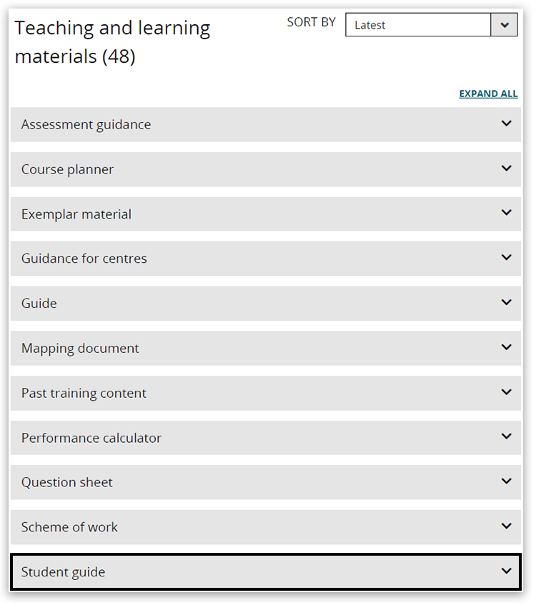 Students: Specification, Textbook or Revision Guide Resources