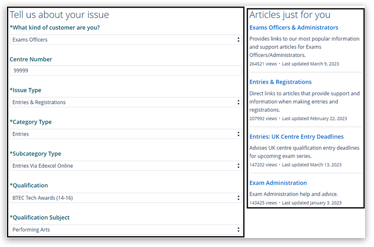 Pearson Support Portal (Staff at Centres & Associates): Creating A Case ...