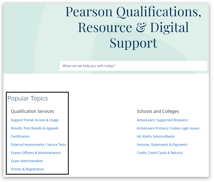 Pearson Support Portal: How To Find An Article To Answer Many Questions