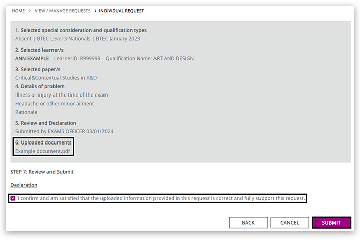 Special Considerations Application Service: Vocational (including BTEC) Qualifications