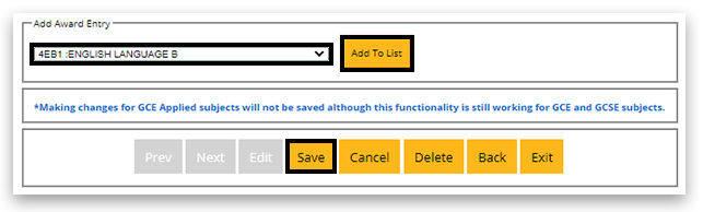 Entries: Entry/Option Code Amendments