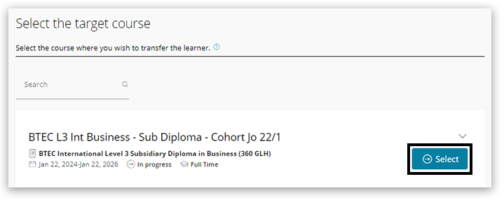 Pearson Progress: Transfer learners from one course to another