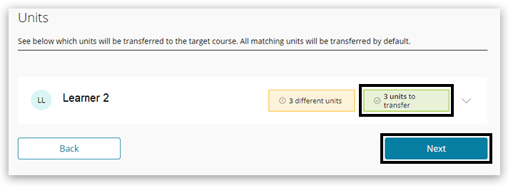 Pearson Progress: Transfer learners from one course to another