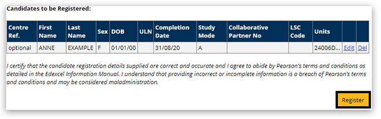 Edexcel Online: BTEC Individual Unit Registrations