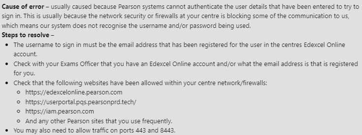 Edexcel Online: Access And Logging In Troubleshooting
