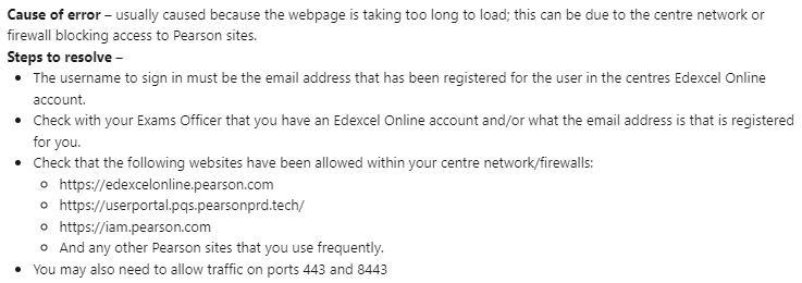Edexcel Online: Access And Logging In Troubleshooting
