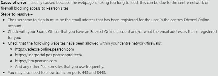 Edexcel Online: Access And Logging In Troubleshooting