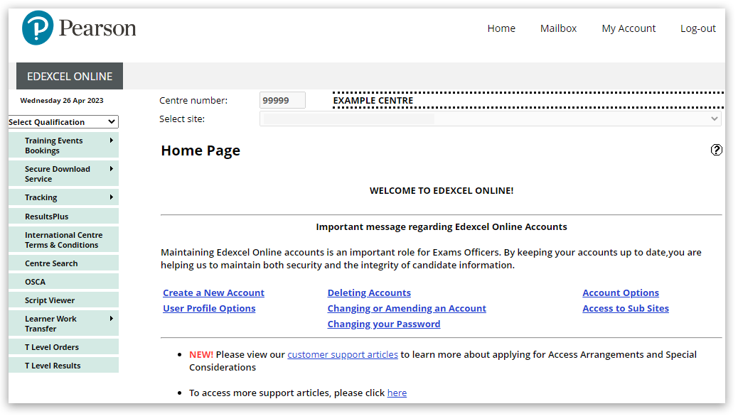 Results: Searching for Results on Edexcel Online (EOL)