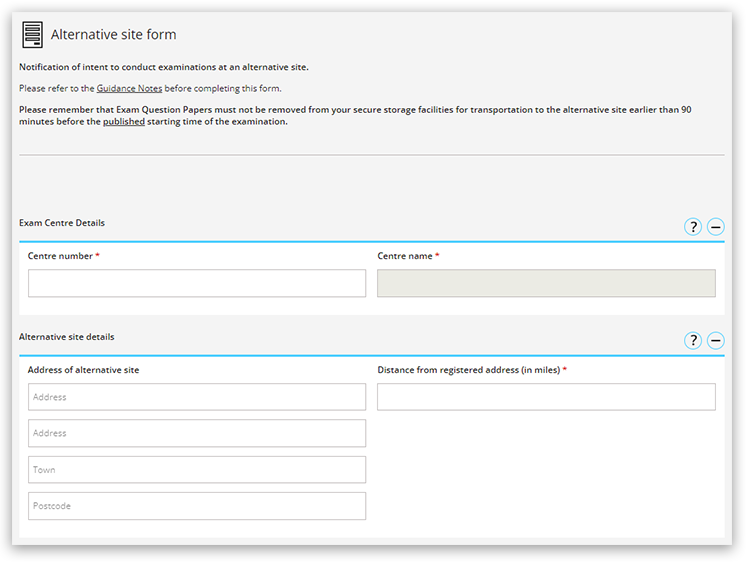 Access Arrangements: Alternative Site Arrangements