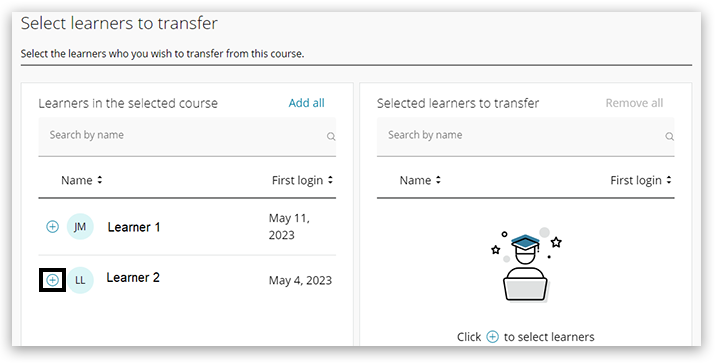 Pearson Progress: Transfer learners from one course to another