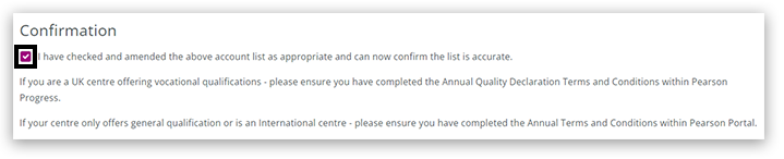 Edexcel Online: Account Confirmation