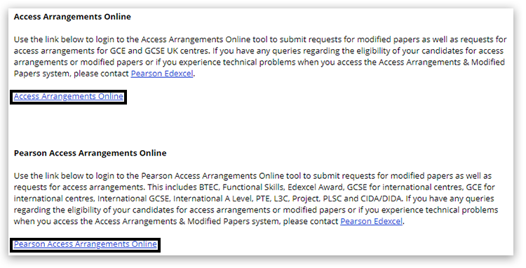 Access Arrangements: Alternative Site Arrangements