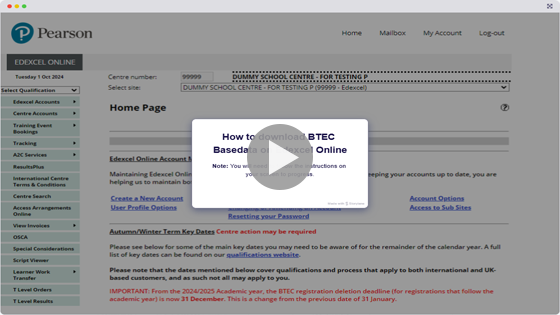 EDI BTEC Basedata: Registration 9B And Results 7B File Requests