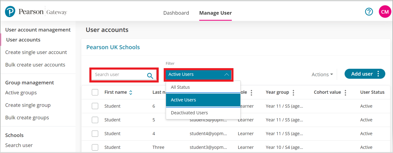 Gateway User accounts