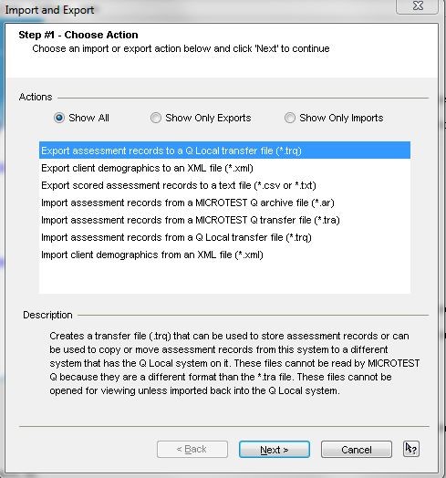 Q-Global: Transfer Assessment records from Q Local with a TRQ file
