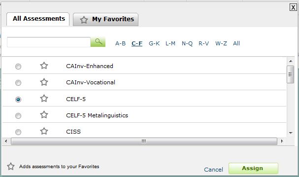 CELF-5: Observational Rating Scale Scores-Entry Into Q-global